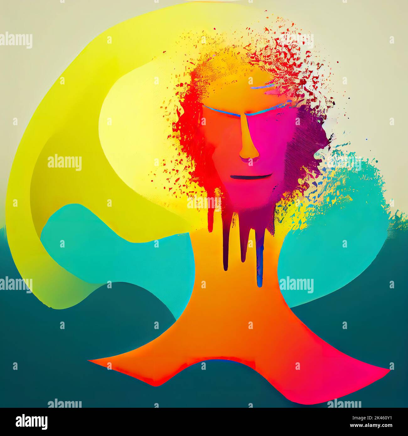 Colorful stylized human face. Multicolored stylized human face with ...