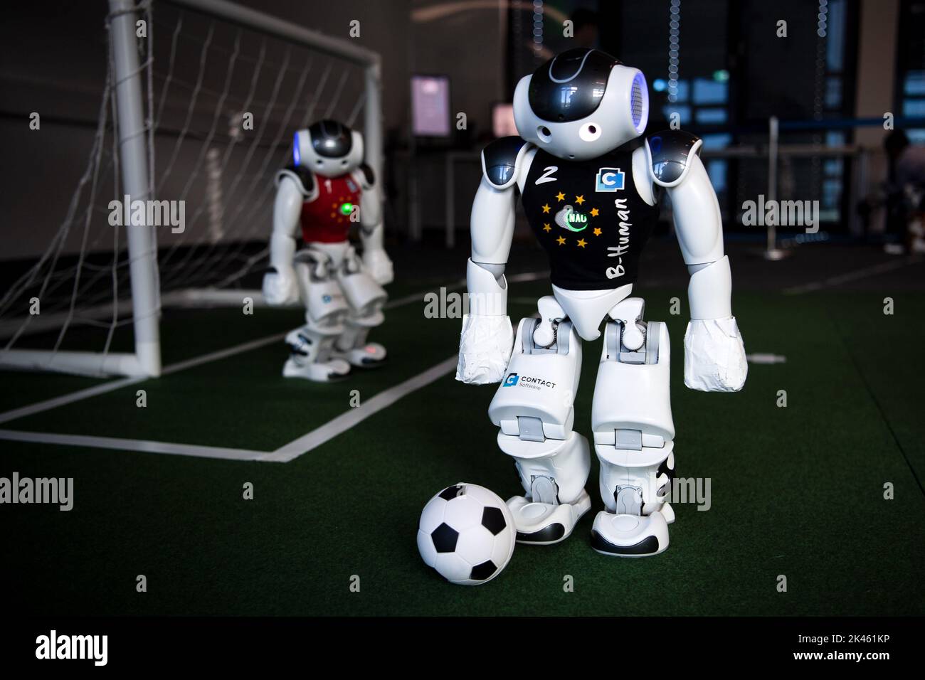 Bremen, Germany. 30th Sep, 2022. Robots play soccer against each other ...