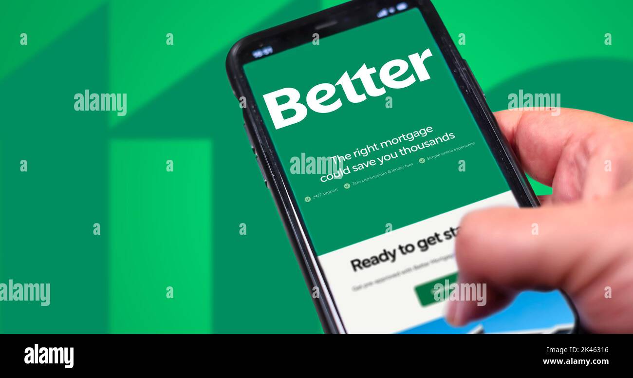 San Francisco, CA, US, May 2022: hand holding a phone with Better ...
