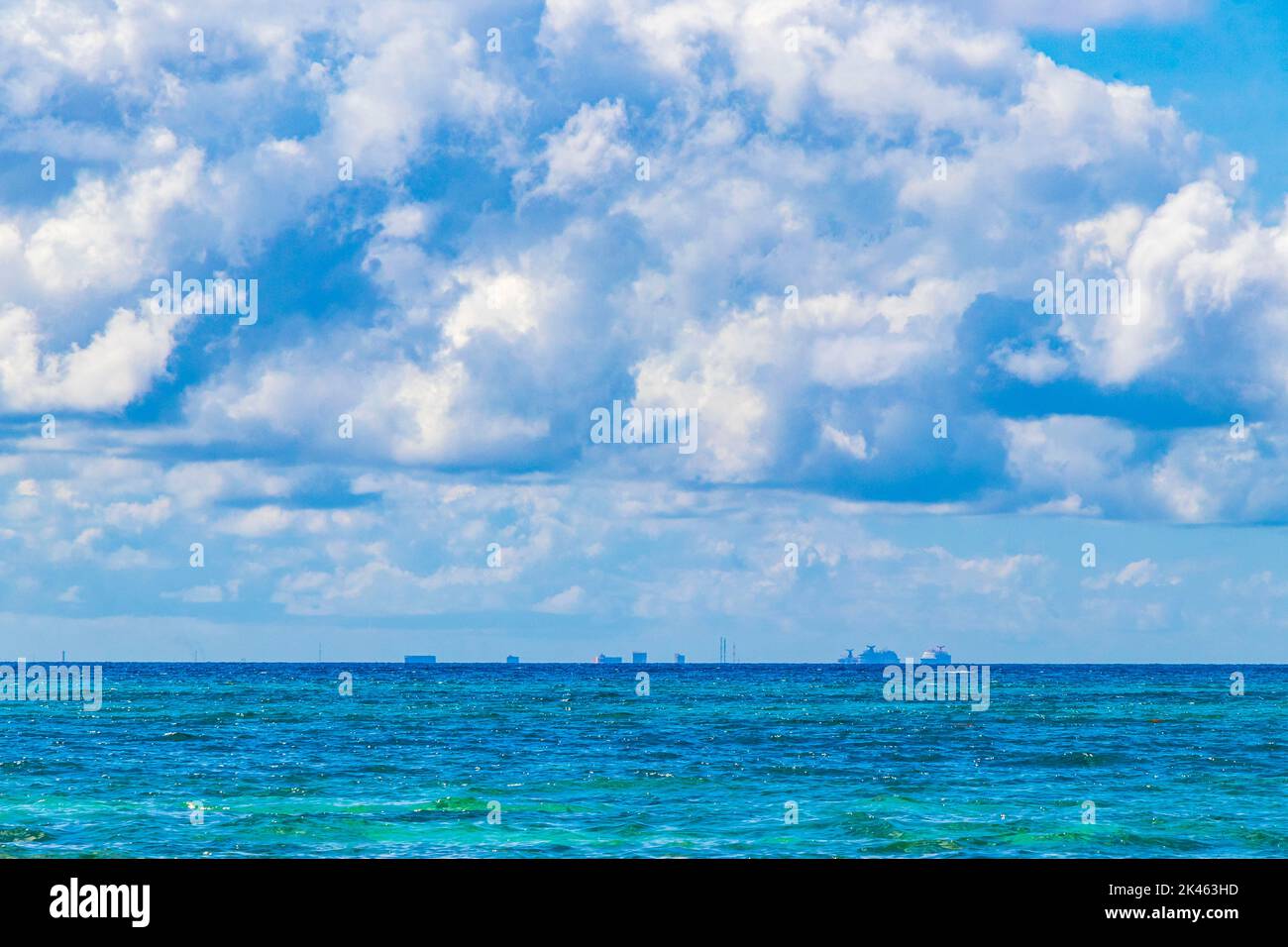 Tropical mexican beach landscape panorama view to Cozumel island ...