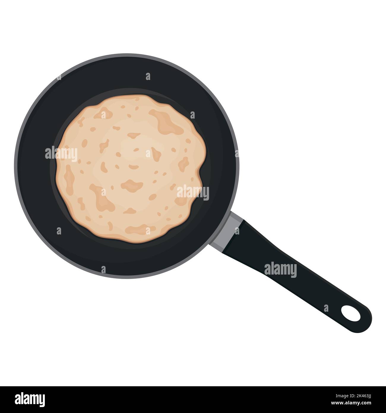 Stack of pancakes in a frying pan, color vector isolated cartoon-style ...