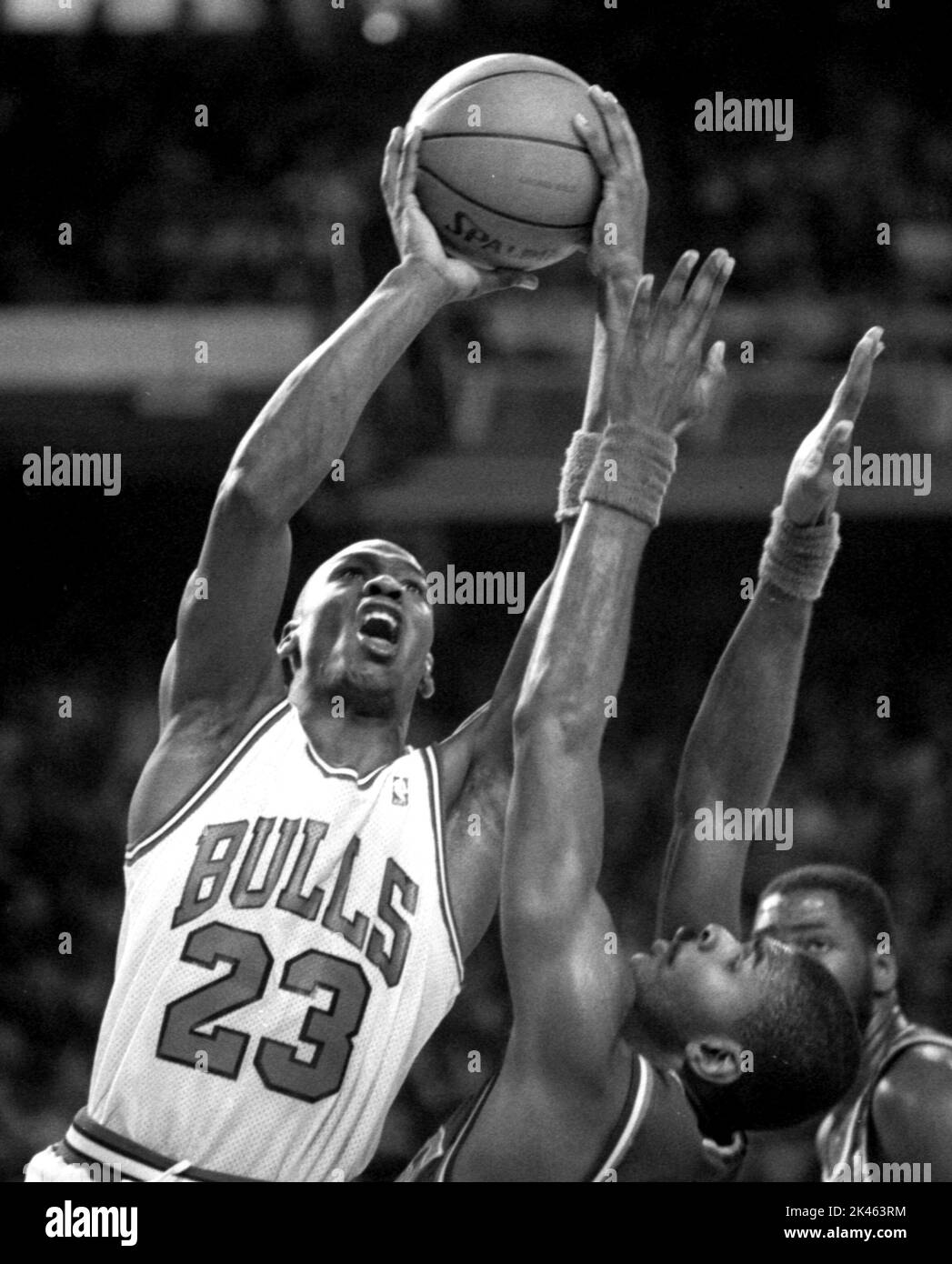 NBA superstar Michael Jordan of the Chicago Bulls is shown during game ...