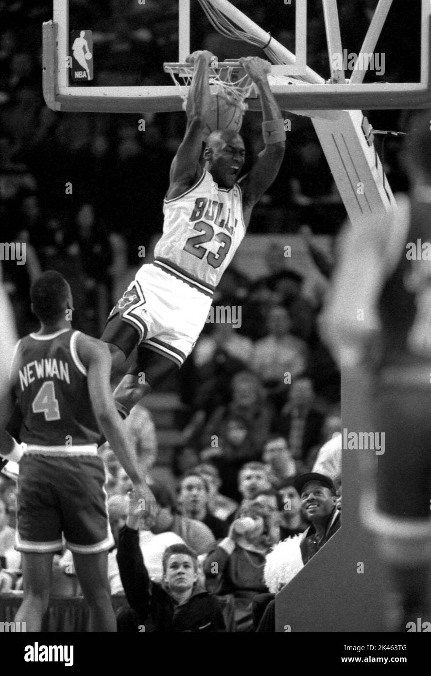 NBA superstar Michael Jordan of the Chicago Bulls is shown during game ...