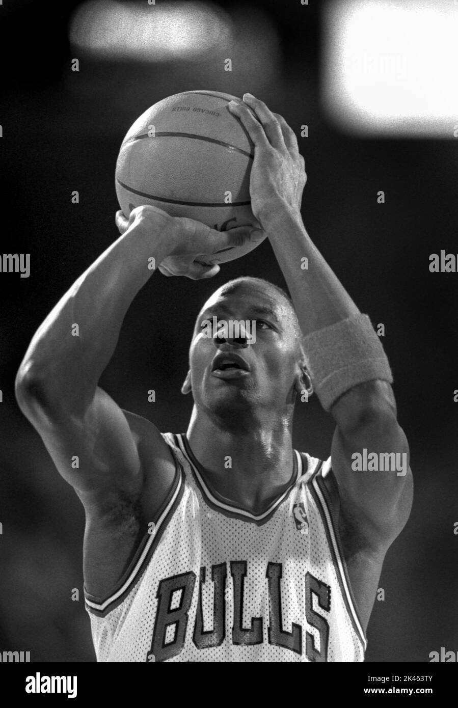 NBA superstar Michael Jordan of the Chicago Bulls is shown during game ...