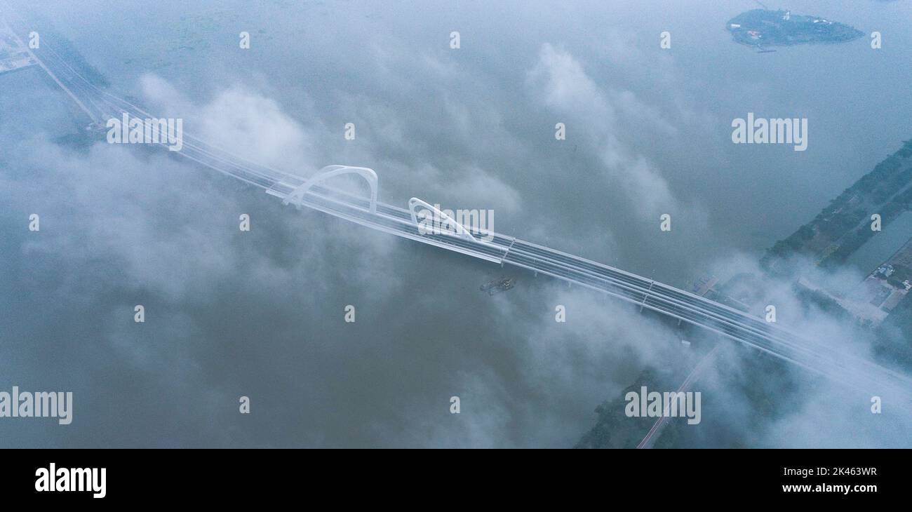 HUAI'AN, CHINA - SEPTEMBER 30, 2022 - Aerial photo shows the Baima Lake ...