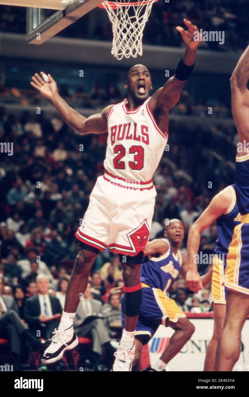 NBA superstar Michael Jordan of the Chicago Bulls is shown during game ...