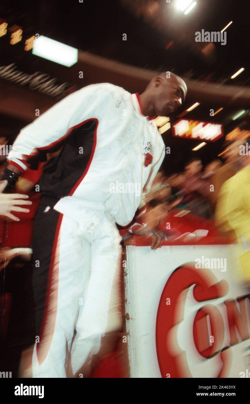 NBA superstar Michael Jordan of the Chicago Bulls enters the Chicago ...