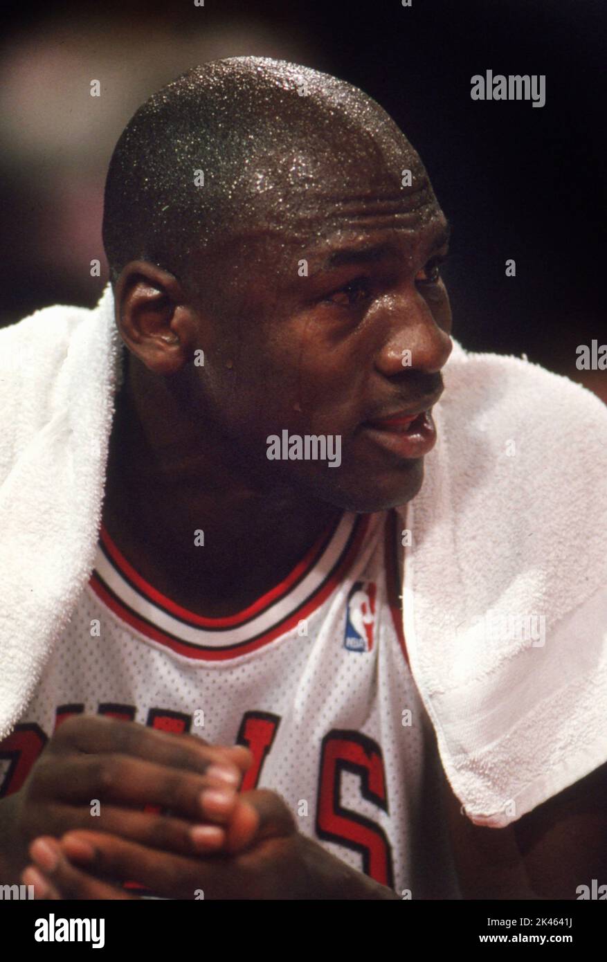 NBA superstar Michael Jordan of the Chicago Bulls is shown during game ...