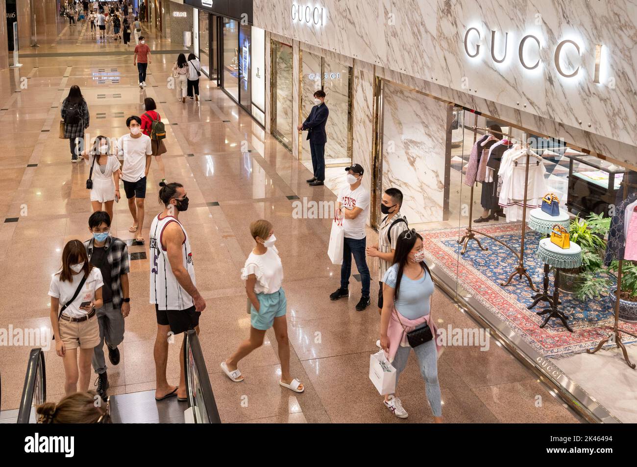 Hong Kong, China. 4th Sep, 2022. Shoppers walk past the Italian luxury ...