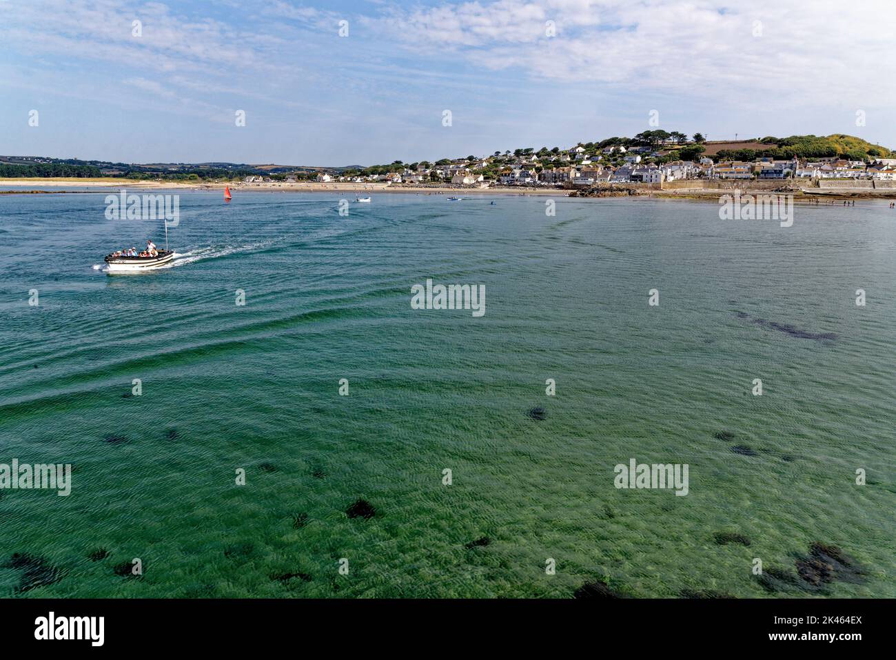 Looking back across the harbour and causeway towards Marazion from St ...