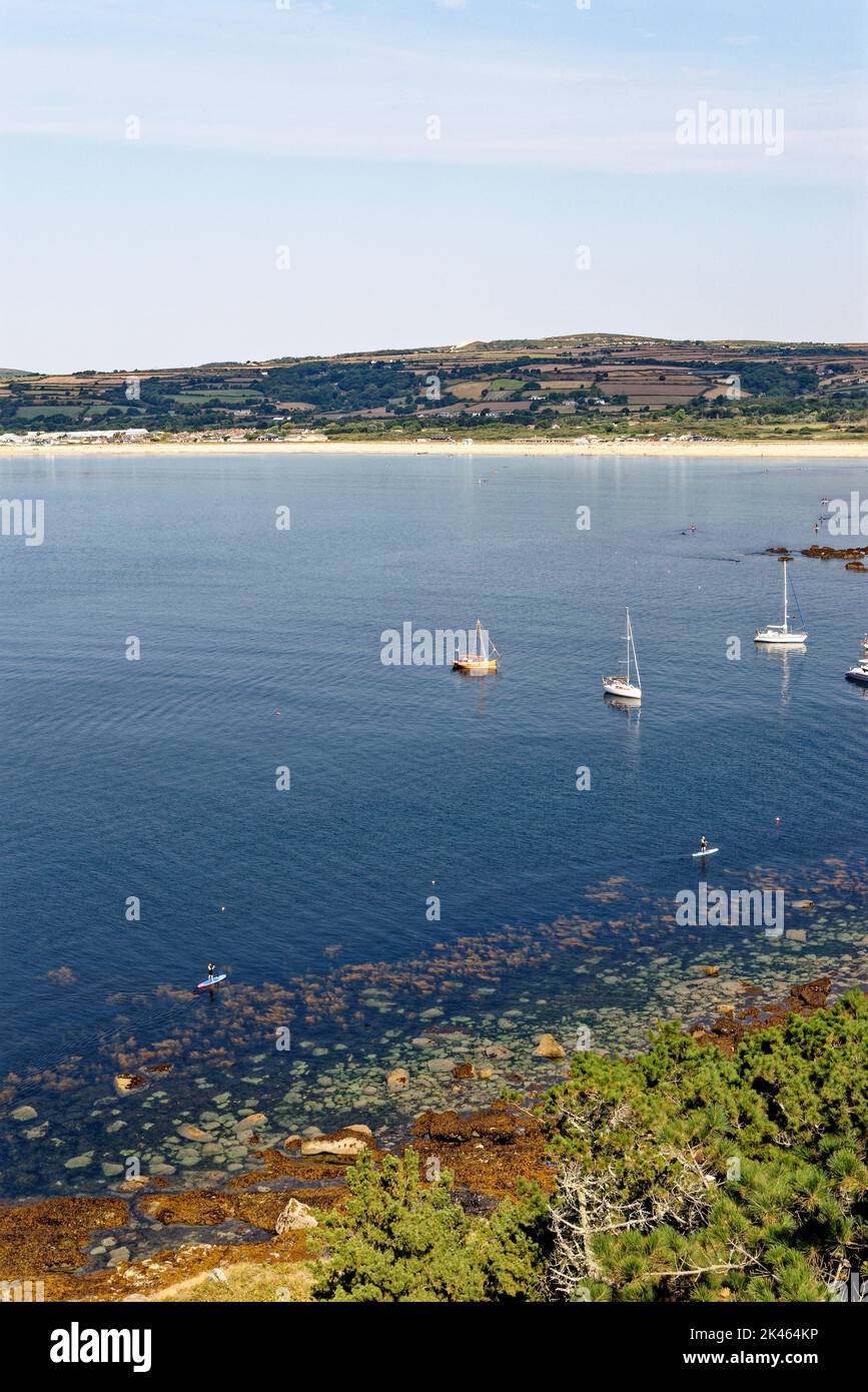 Looking back across the harbour and causeway towards Marazion from St ...