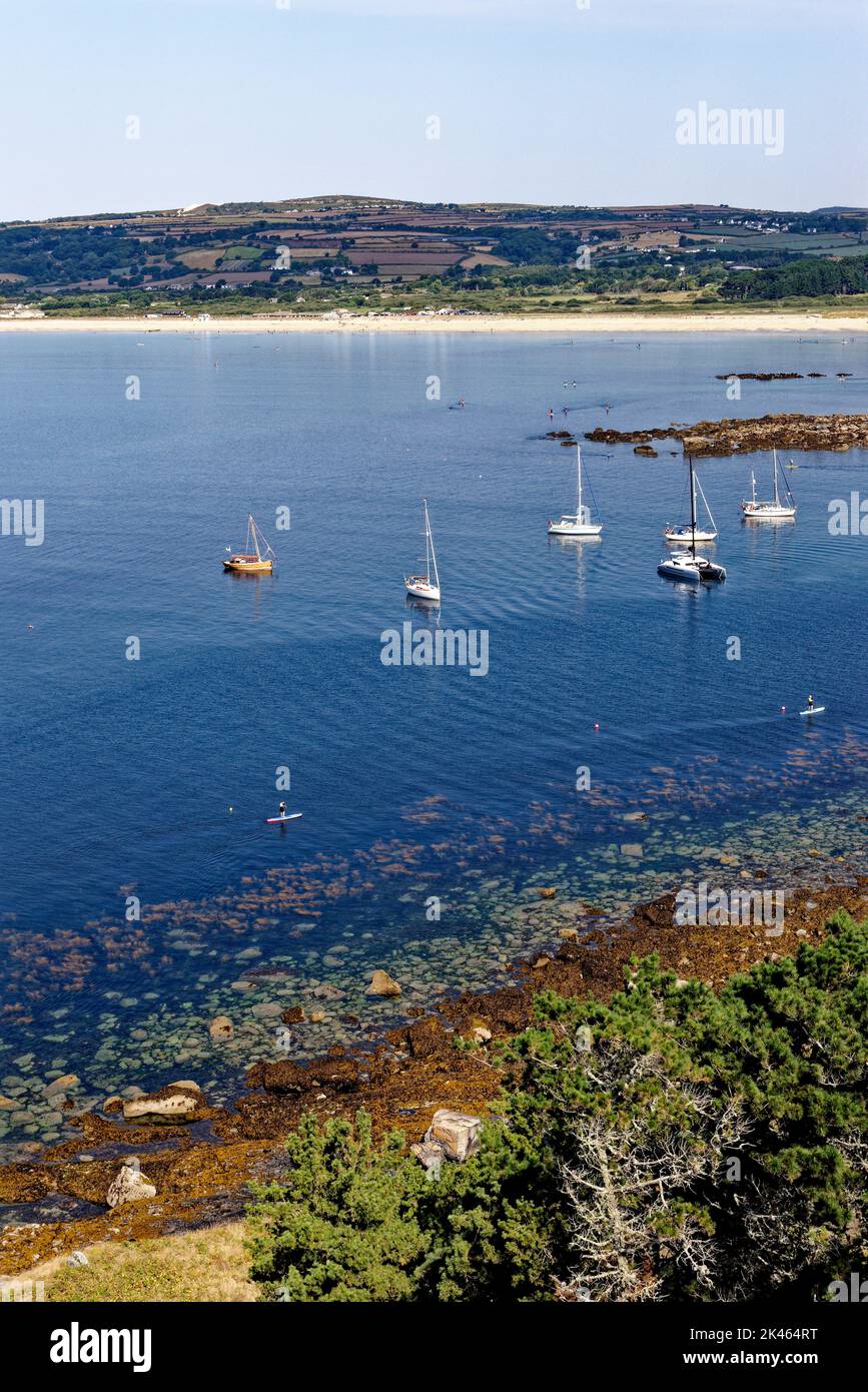Looking back across the harbour and causeway towards Marazion from St ...