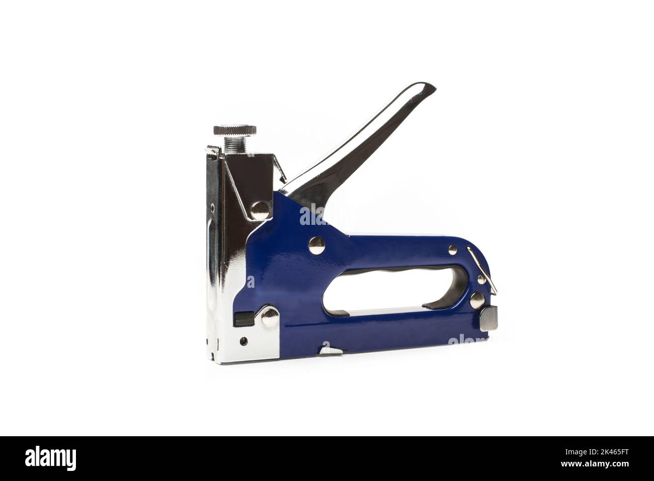 A blue stapler gun on a white background with copy space Stock Photo ...