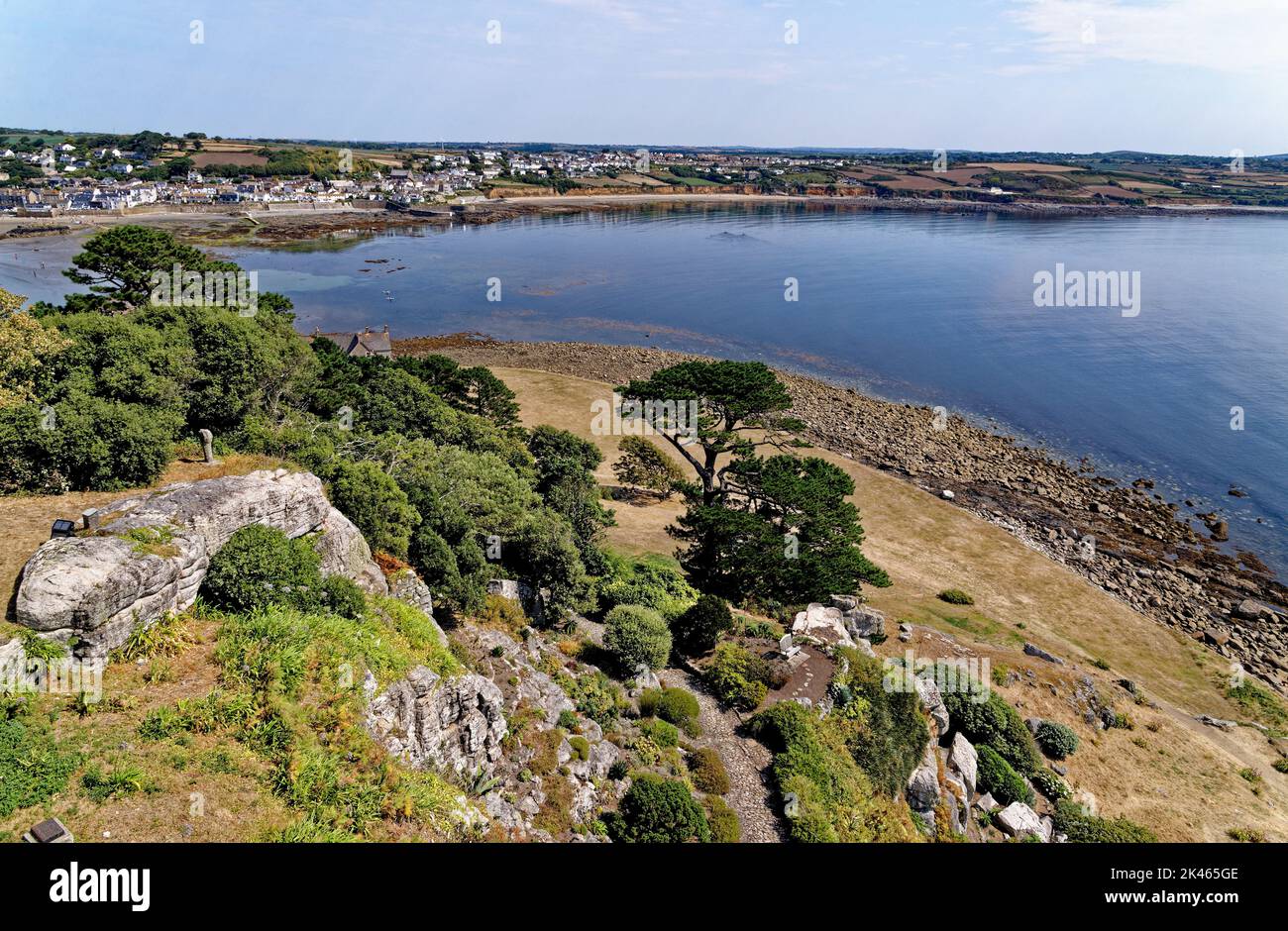 Looking back across the harbour and causeway towards Marazion from St ...