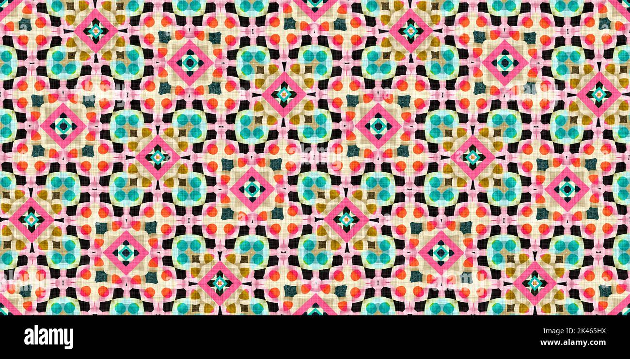 Kitsch pattern geometric retro design in seamless border background ...