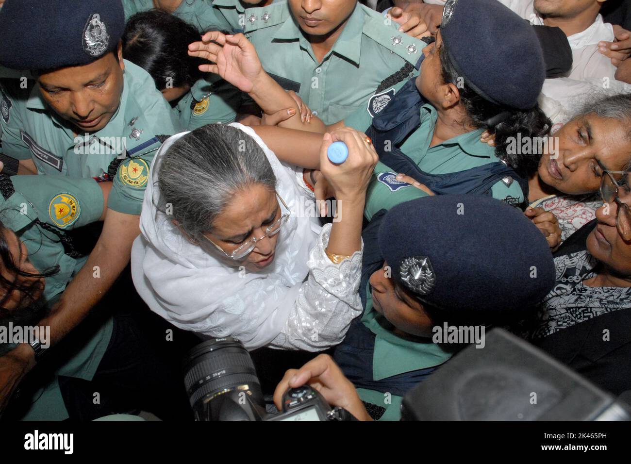 Dhaka, Bangladesh - July16, 2007: Police take former Prime Minister Sheikh Hasina to a Dhaka ...