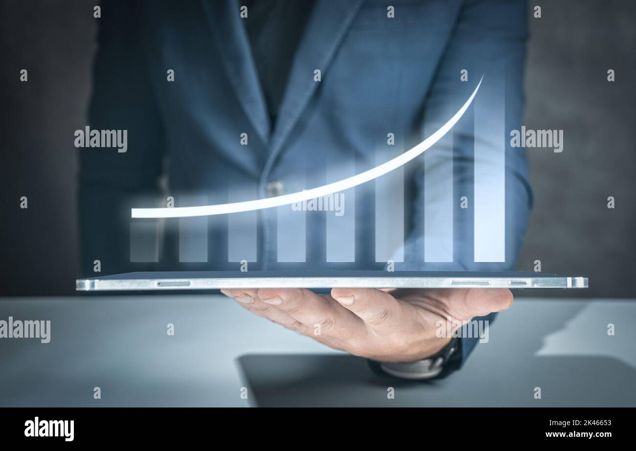 Businessman with report chart up forward to financial profit growth of ...