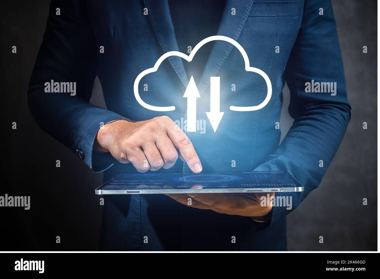 Cloud computing concept. Connect devices to cloud. Businessman or ... Cloud computing concept. Connect devices to cloud. Businessman or ...