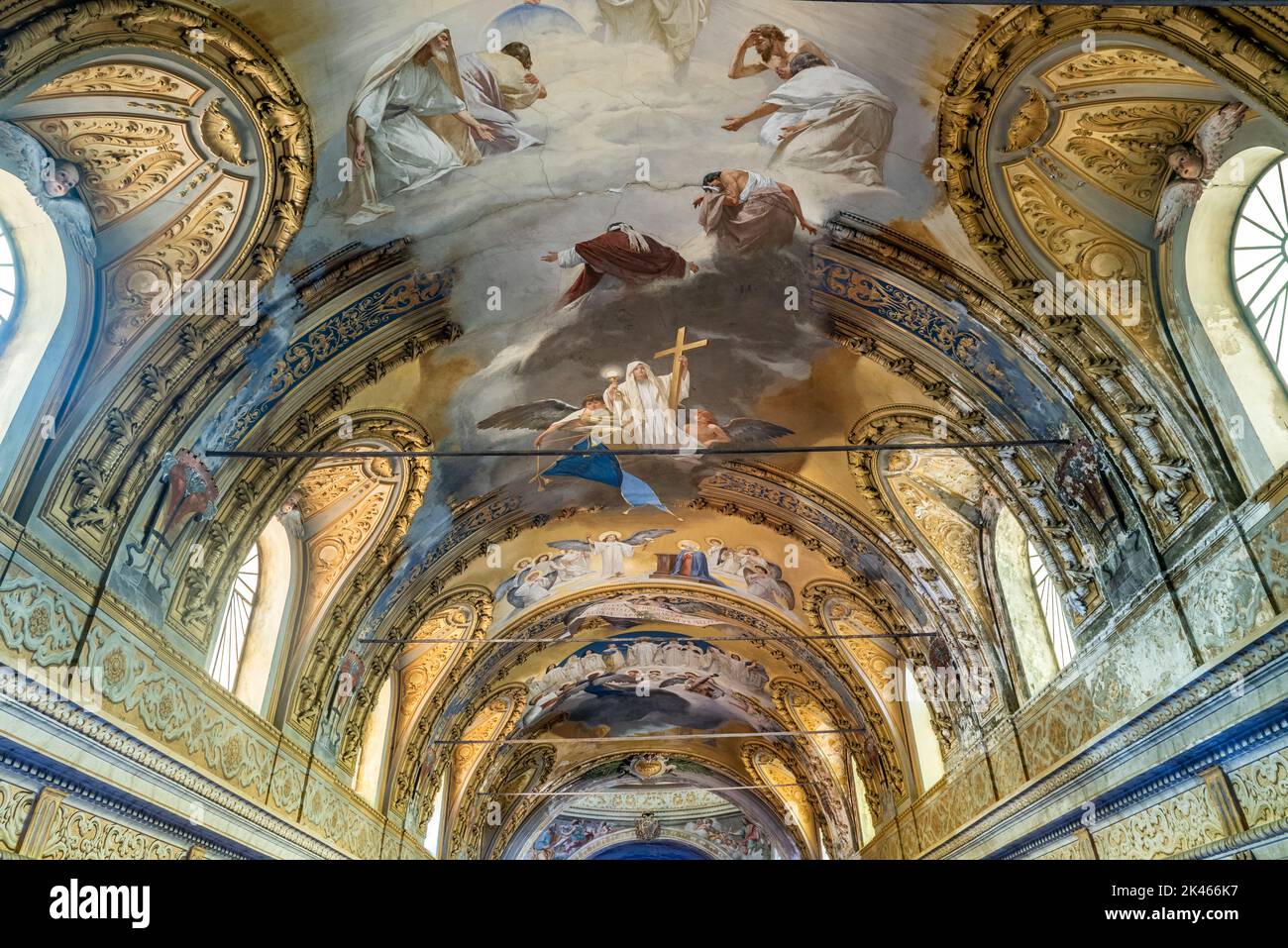 The spectacular painted ceilings in the interior of the 17c Baroque ...