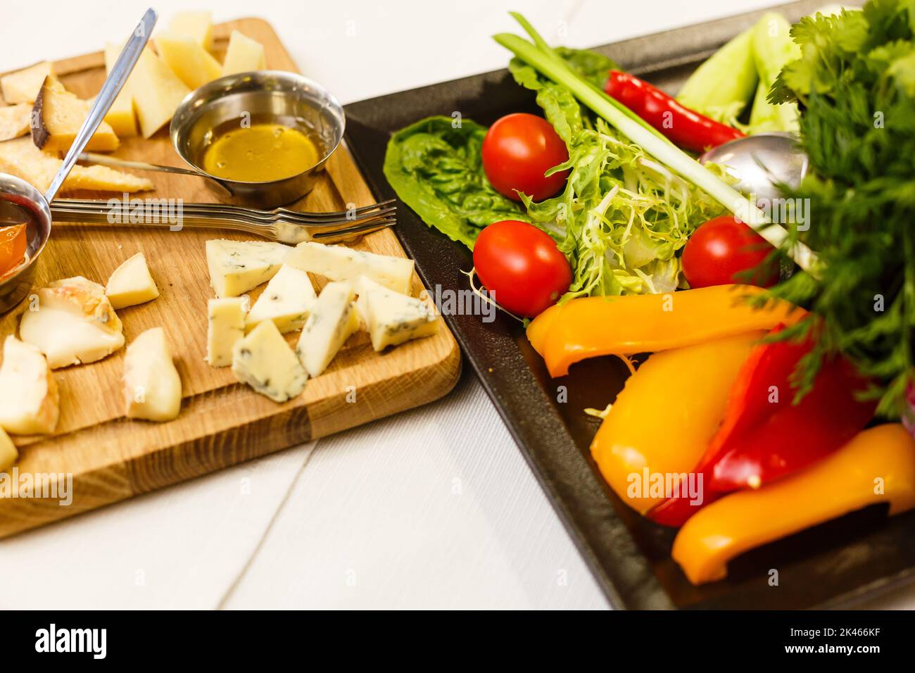 catering food, buffet table. Top view Stock Photo - Alamy