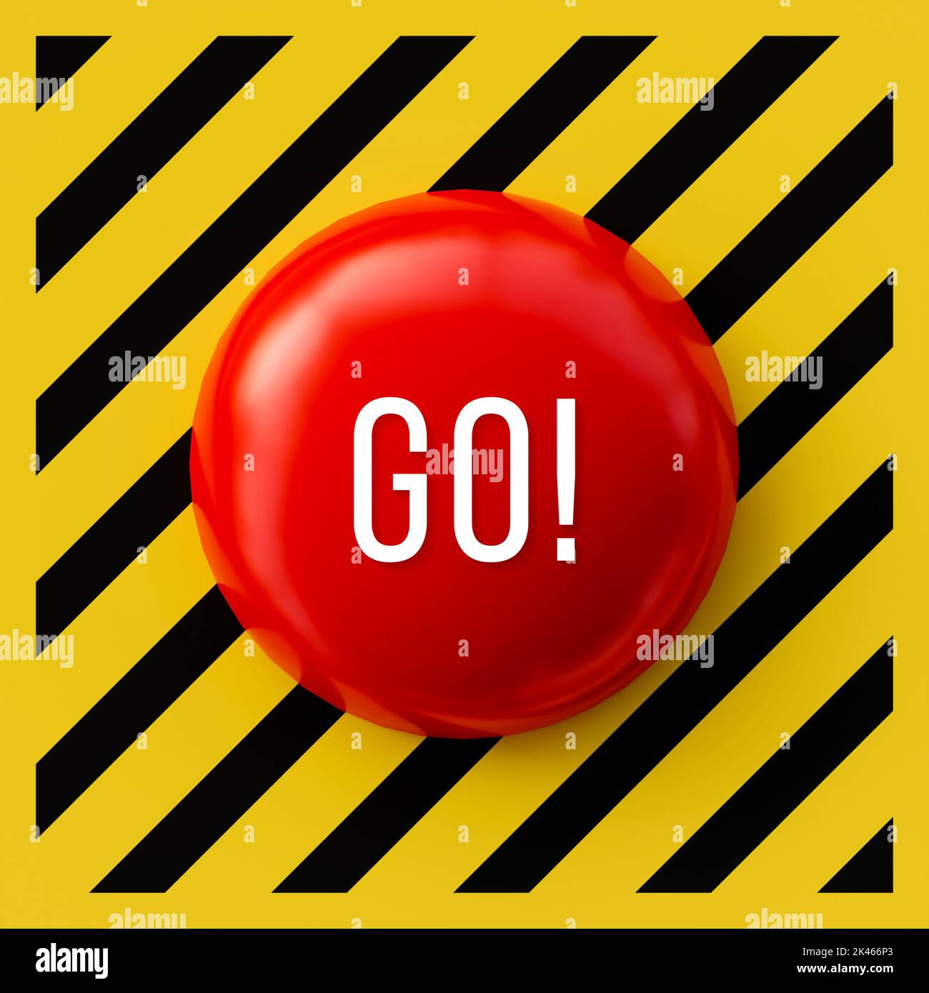 go button with red color isolated on black and yellow striped ...