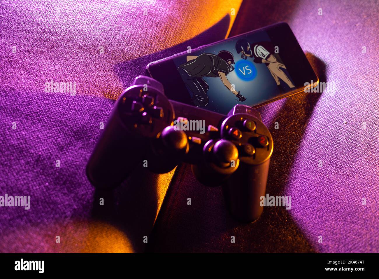 Gamer work space concept. gaming set up. top view of a gaming gear ...