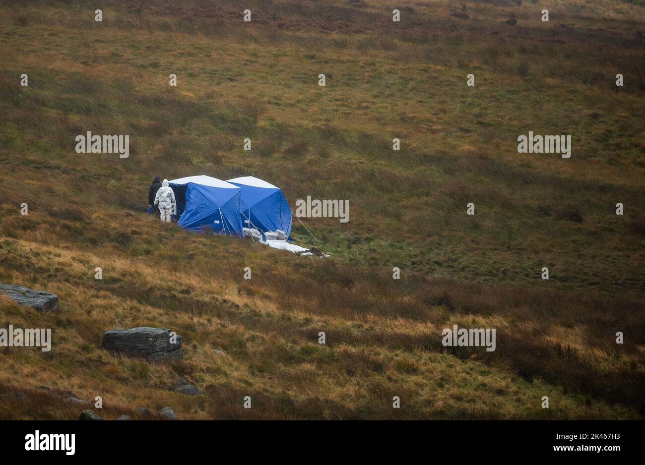 Police Tents At An Area Being Searched On Saddleworth Moor In North