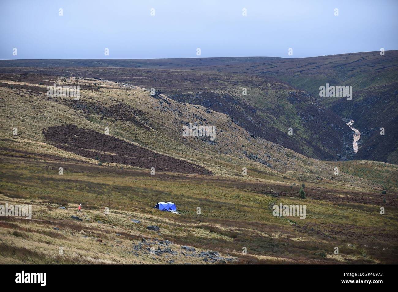 Police tents on Saddleworth Moor, in north west England, where the ...