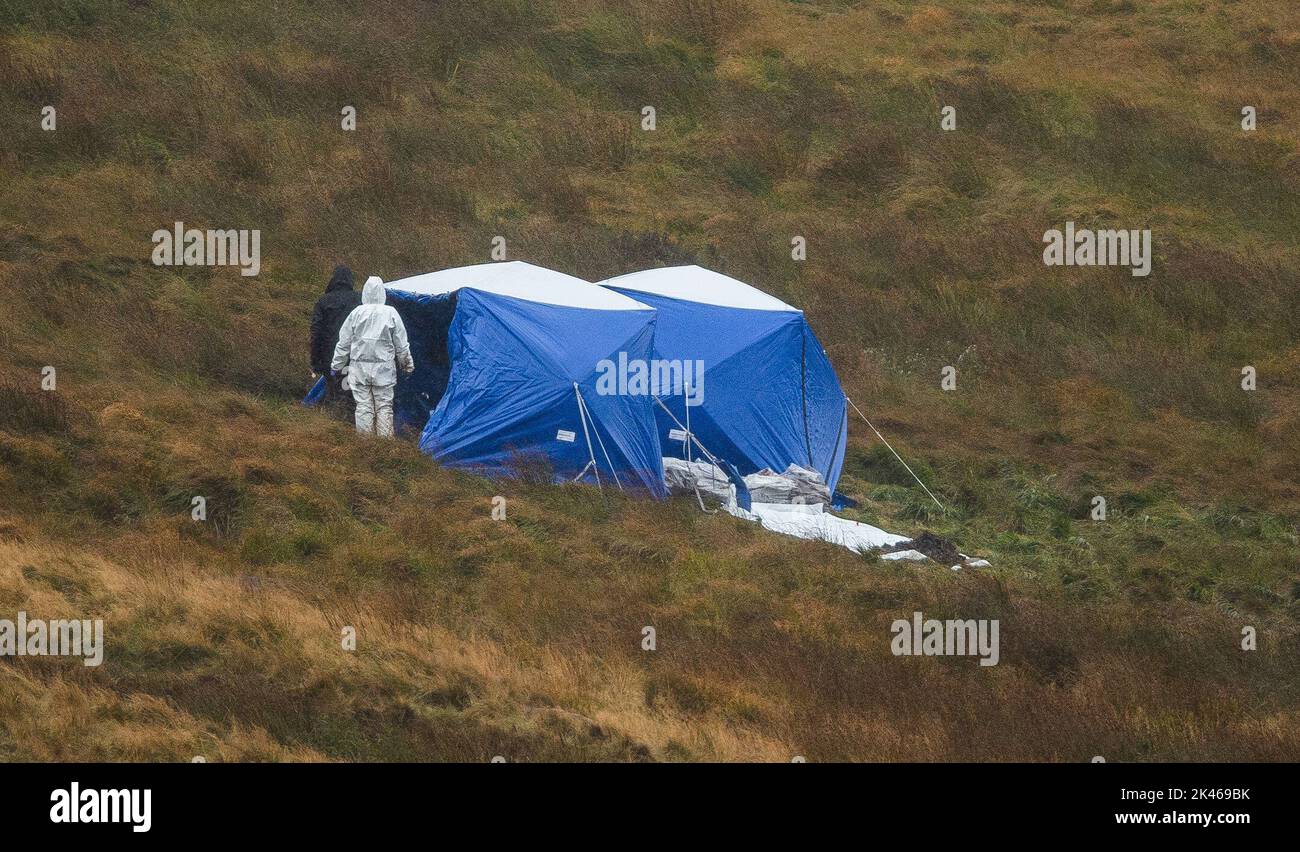 Police tents at an area being searched on Saddleworth Moor, in north ...