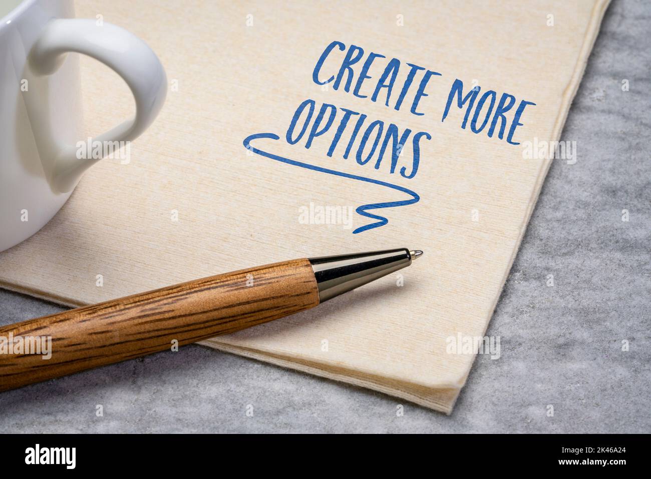 Create more options inspirational note. Motivational handwriting on a ...