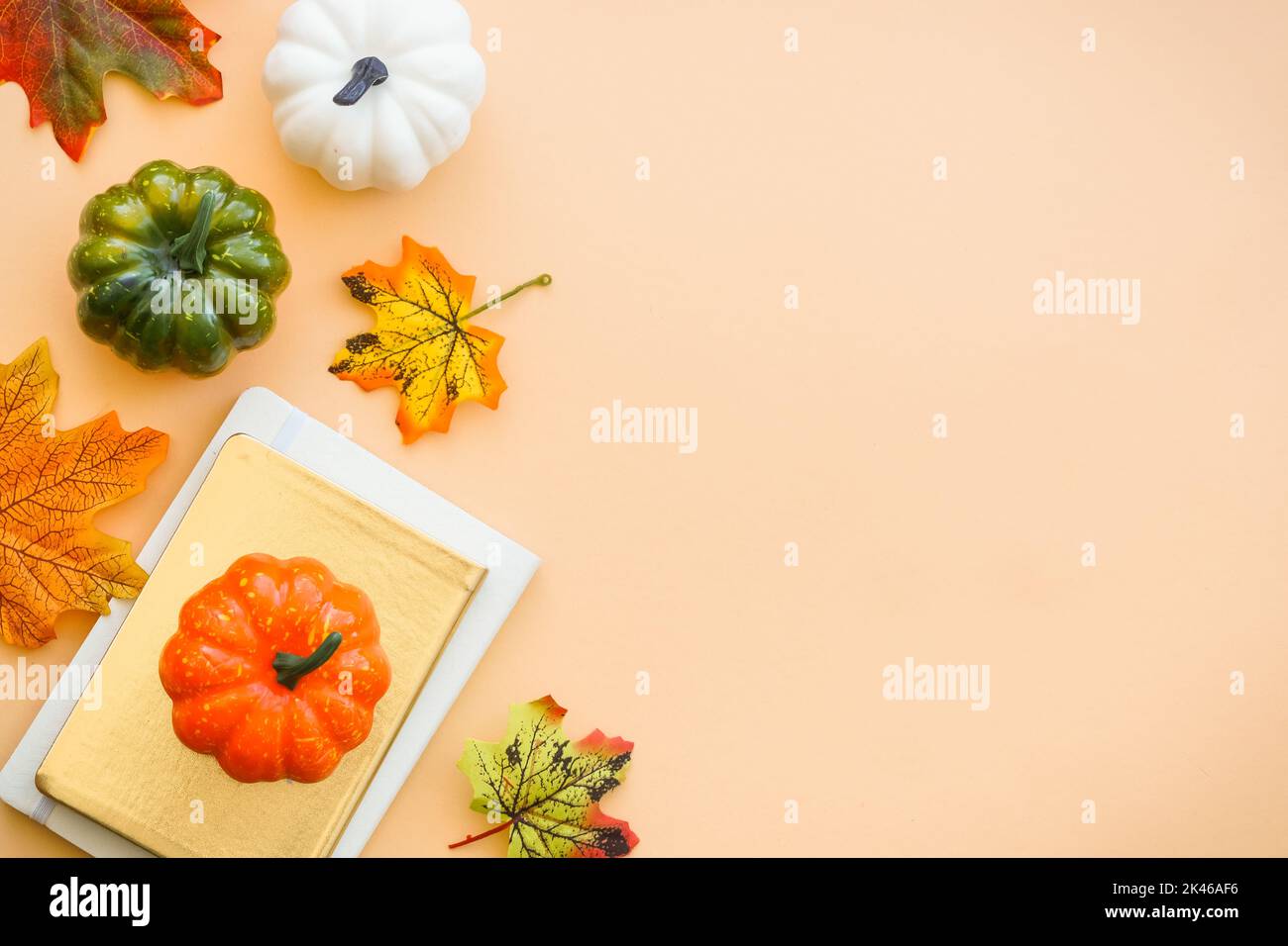 Autumn office workspace. Autumn flat lay background Stock Photo - Alamy