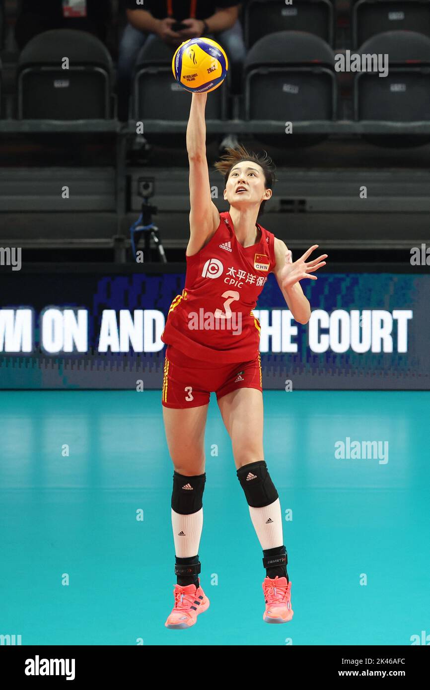 ARNHEM, NETHERLANDS - SEPTEMBER 30: Linyu Diao of China during the Pool D Phase 1 match between ...