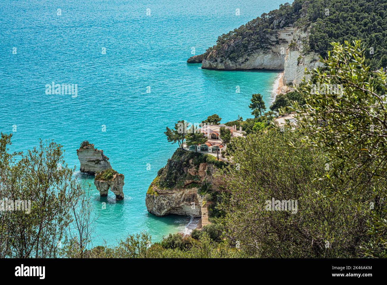 Panoramic view of the famous Baia delle Zagare with its stacks in the ...