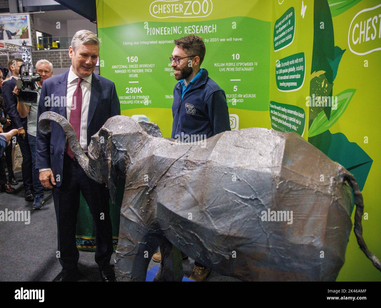 Labour Leader, Sir Keir Starmer, visits the Chester Zoo stand at the ...
