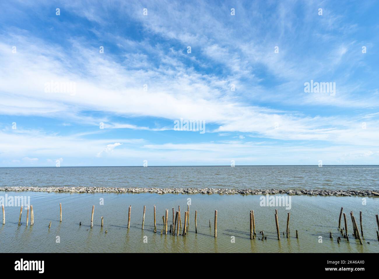 Beautiful natural scenic of the sea with the seperated line with the ...