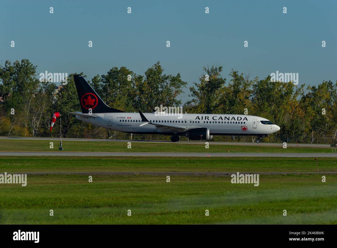 Air Canada Boeing 737 MAX waiting prior take off at the Ottawa McDonald ...
