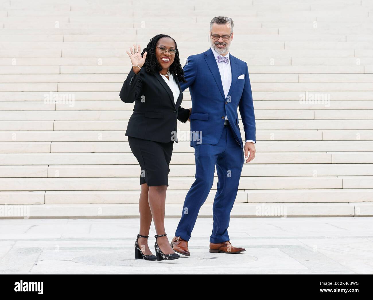 Washington DC, USA. 30th Sep, 2022. Supreme Court Associate Justice Ketanji Brown Jackson waves ...