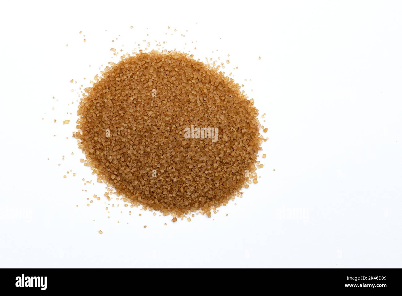 pile of cane sugar isolated on white background, heap of unrefined ...