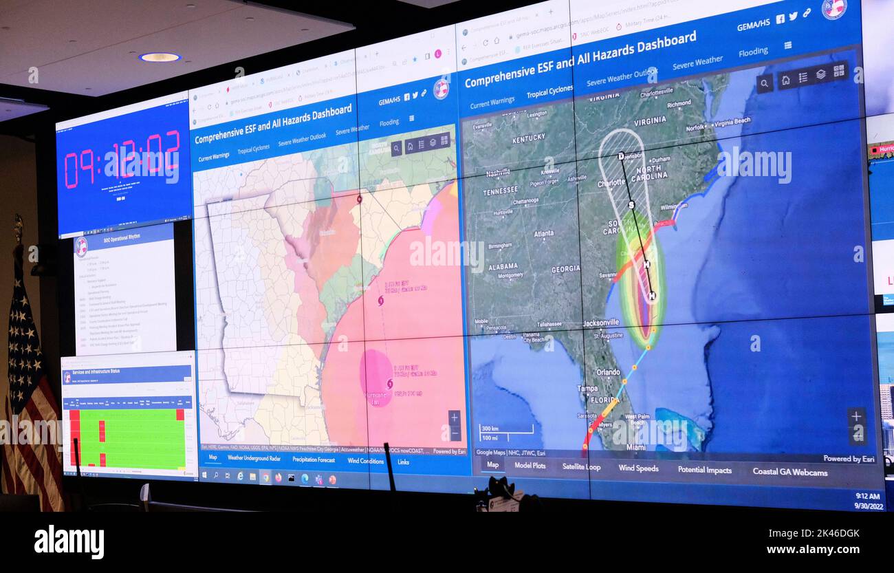 Atlanta, Georgia, USA. 30th Sep, 2022. A map showing the trajectory of ...