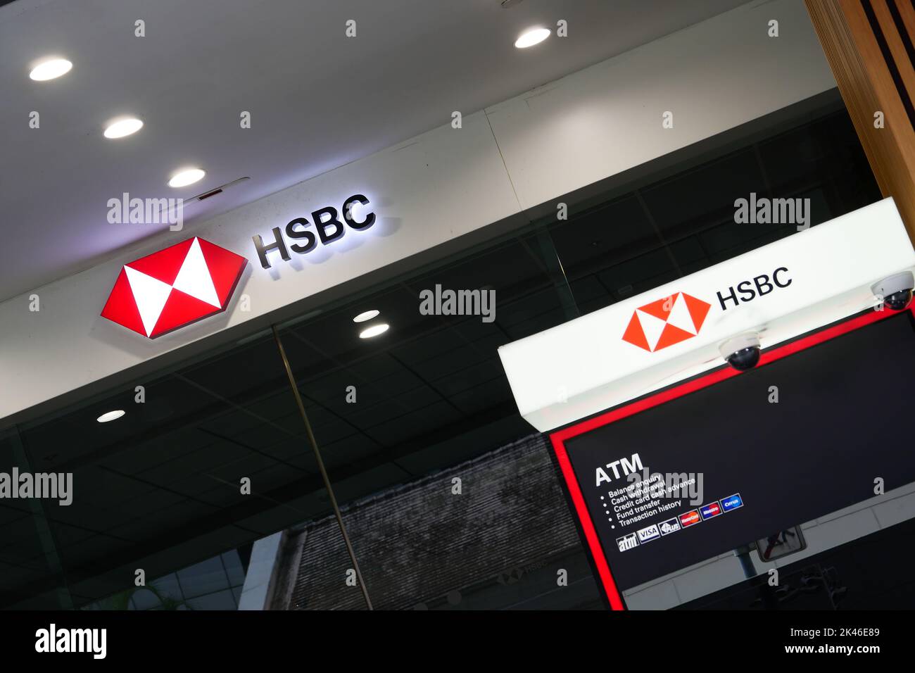 Singapore 1 june 2022. HSBC bank logo on financial building Stock Photo ...