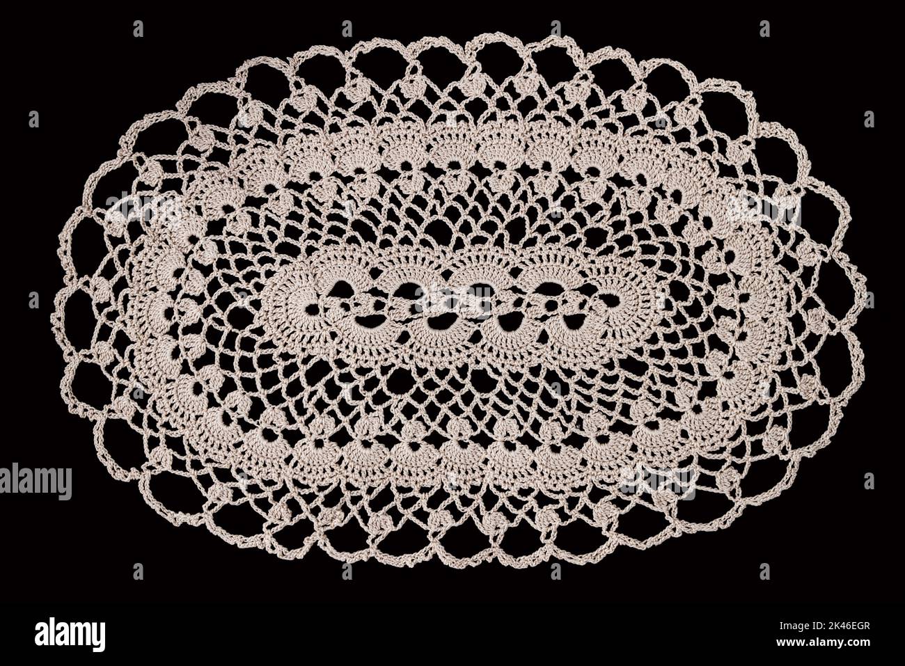 Beautiful old napkin embroidery of white thread handmade on dark ...