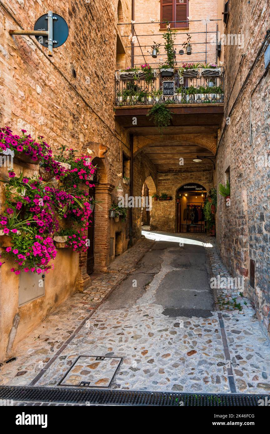 Magic of Spello, an ancient medival village in Umbria Stock Photo - Alamy