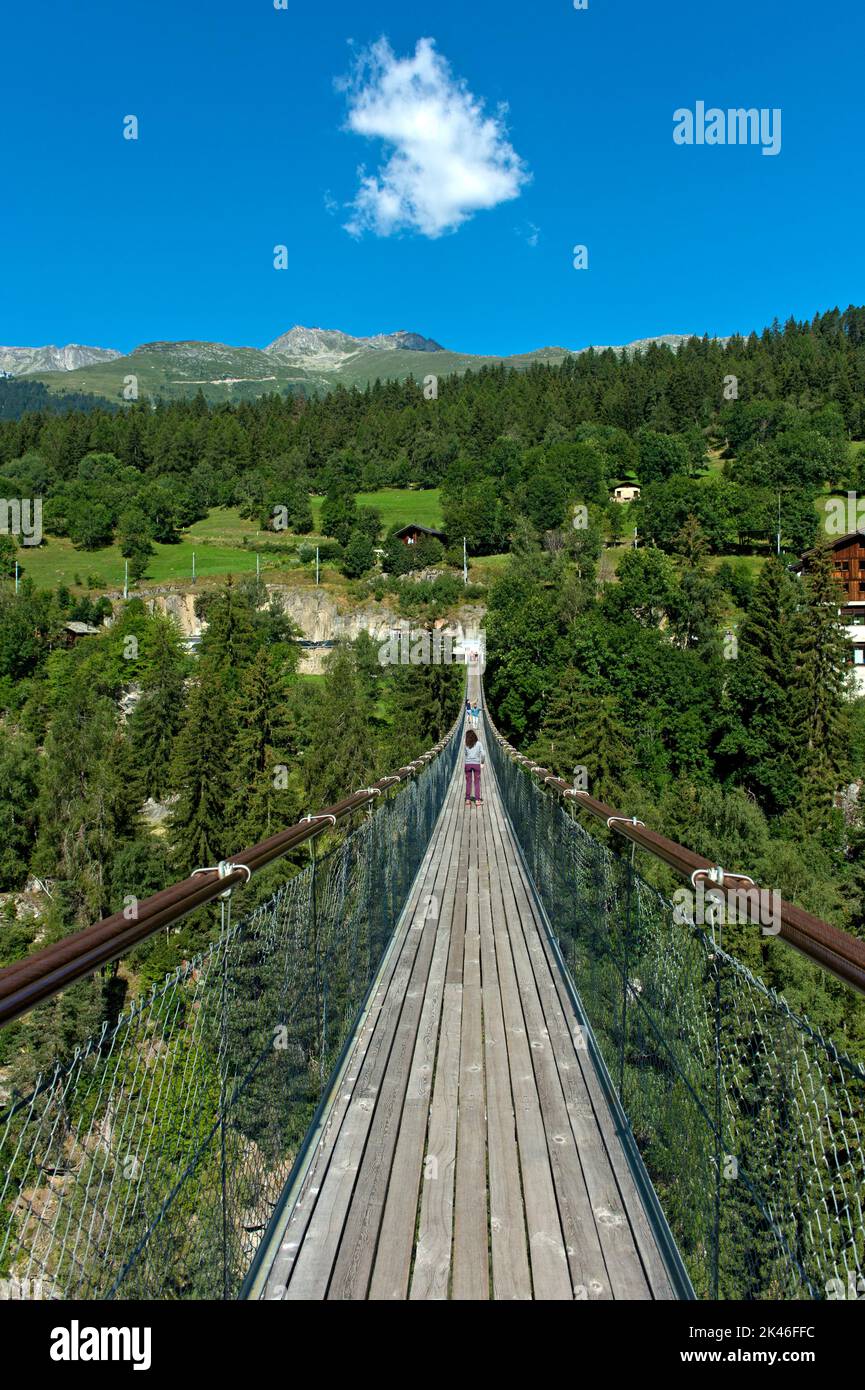 Goms Suspension Bridge, Bellwald, Valais, Switzerland Stock Photo - Alamy