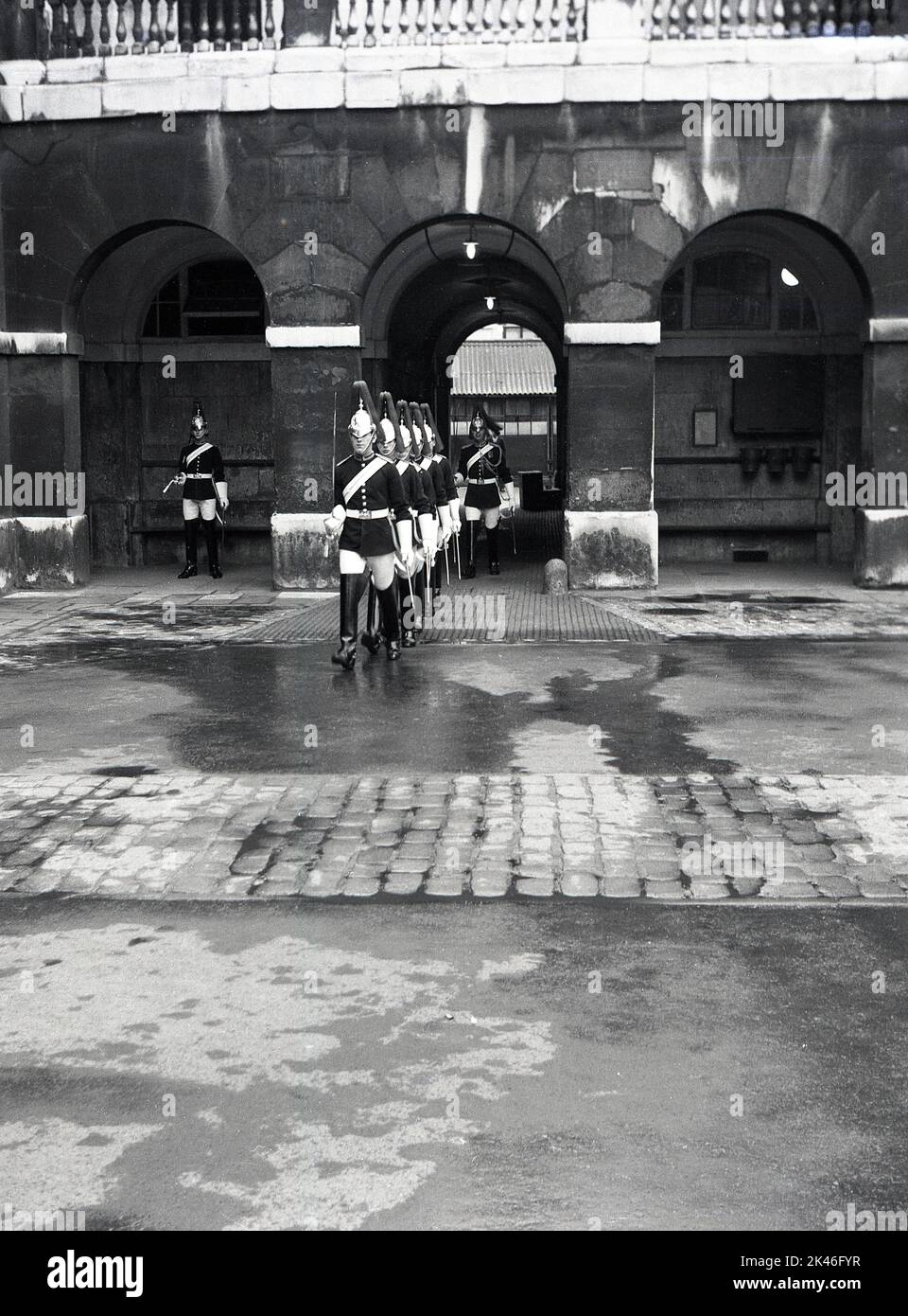 1958, historical, Kings Life Guards, traditional ceremony in the innner ...
