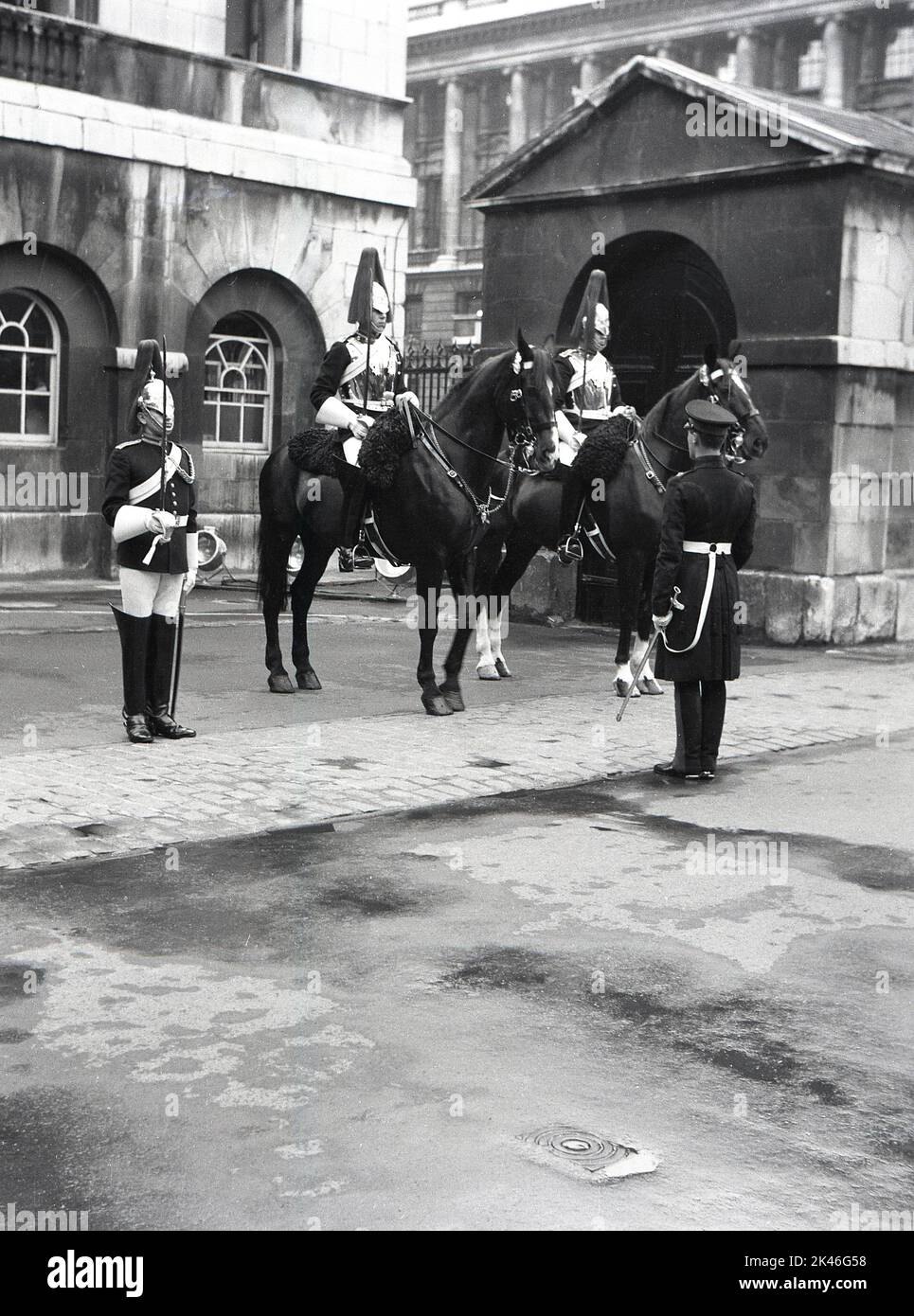 1958, historical, Kings Life Guards, traditional dismounting ceremony ...