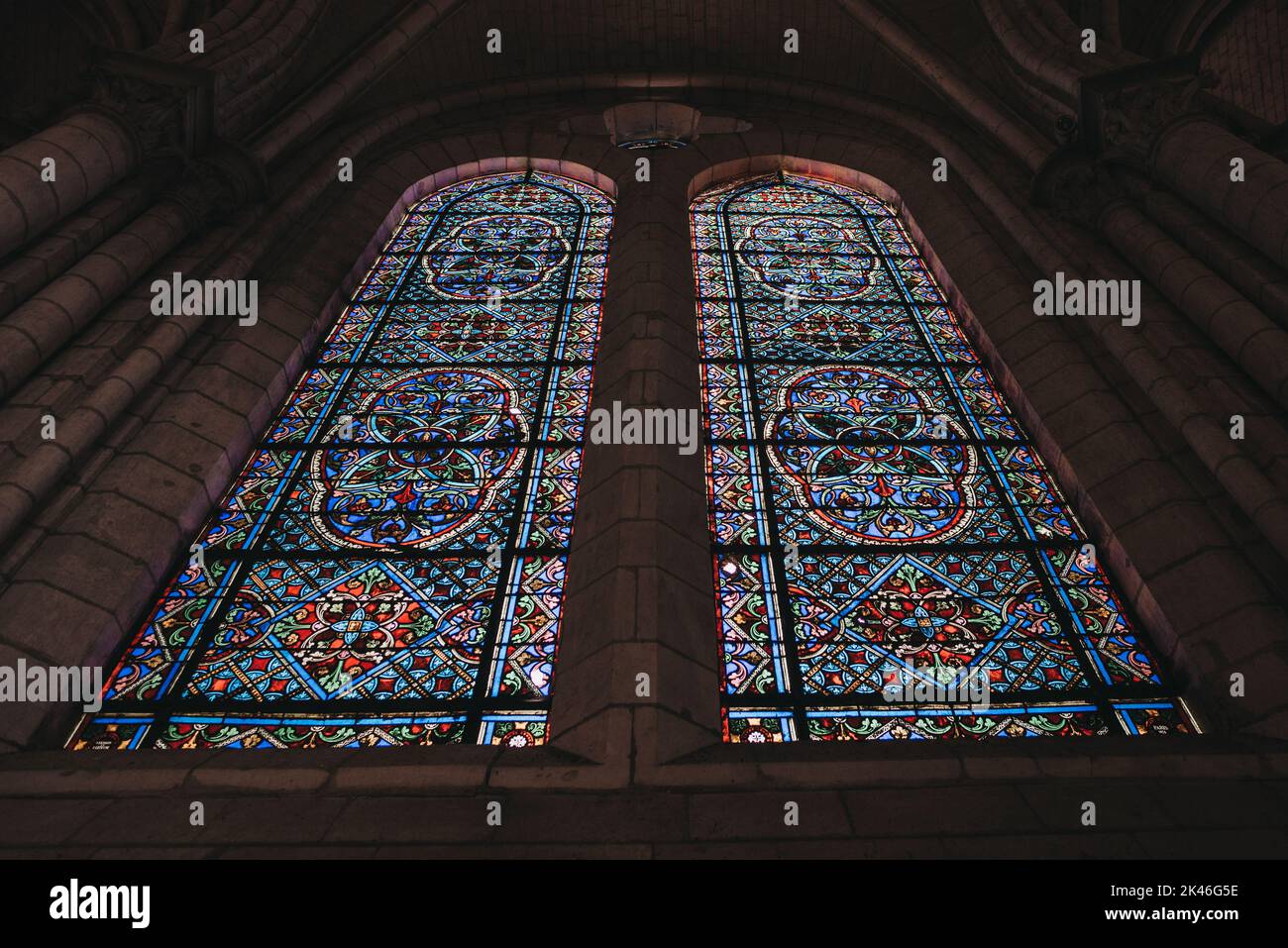 Stained glass window in Notre-Dame-de-Saint-Omer Cathedral Stock Photo ...
