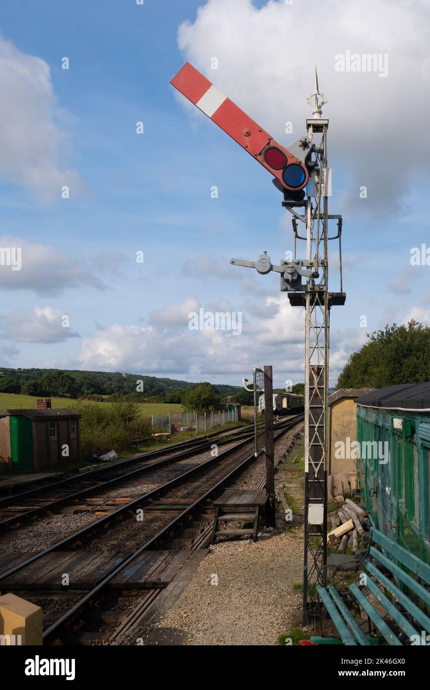 Signal on a railway station Dorset england uk transportation Stock ...