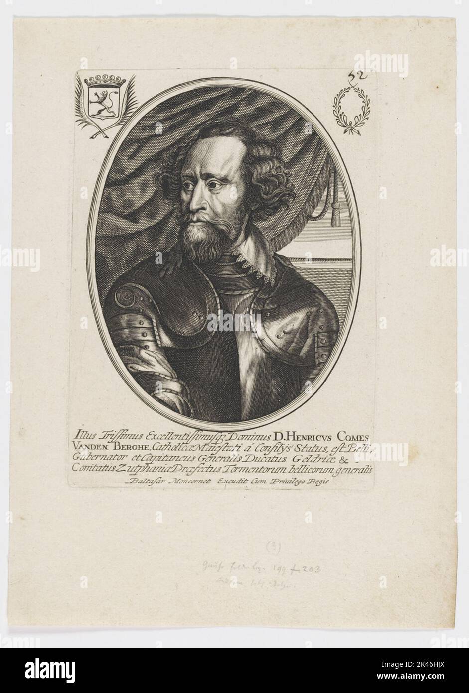 Portrait of the Henrive Comes Vanden Berghe Stock Photo - Alamy
