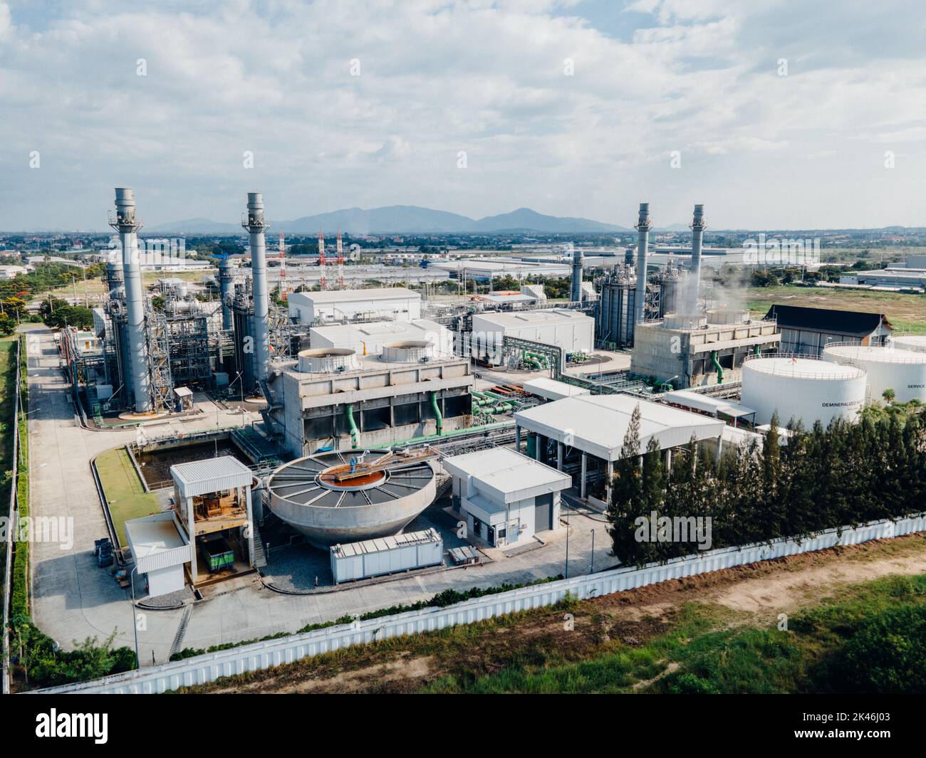 Top view Industrial zone,The equipment of oil refining,Close-up of ...