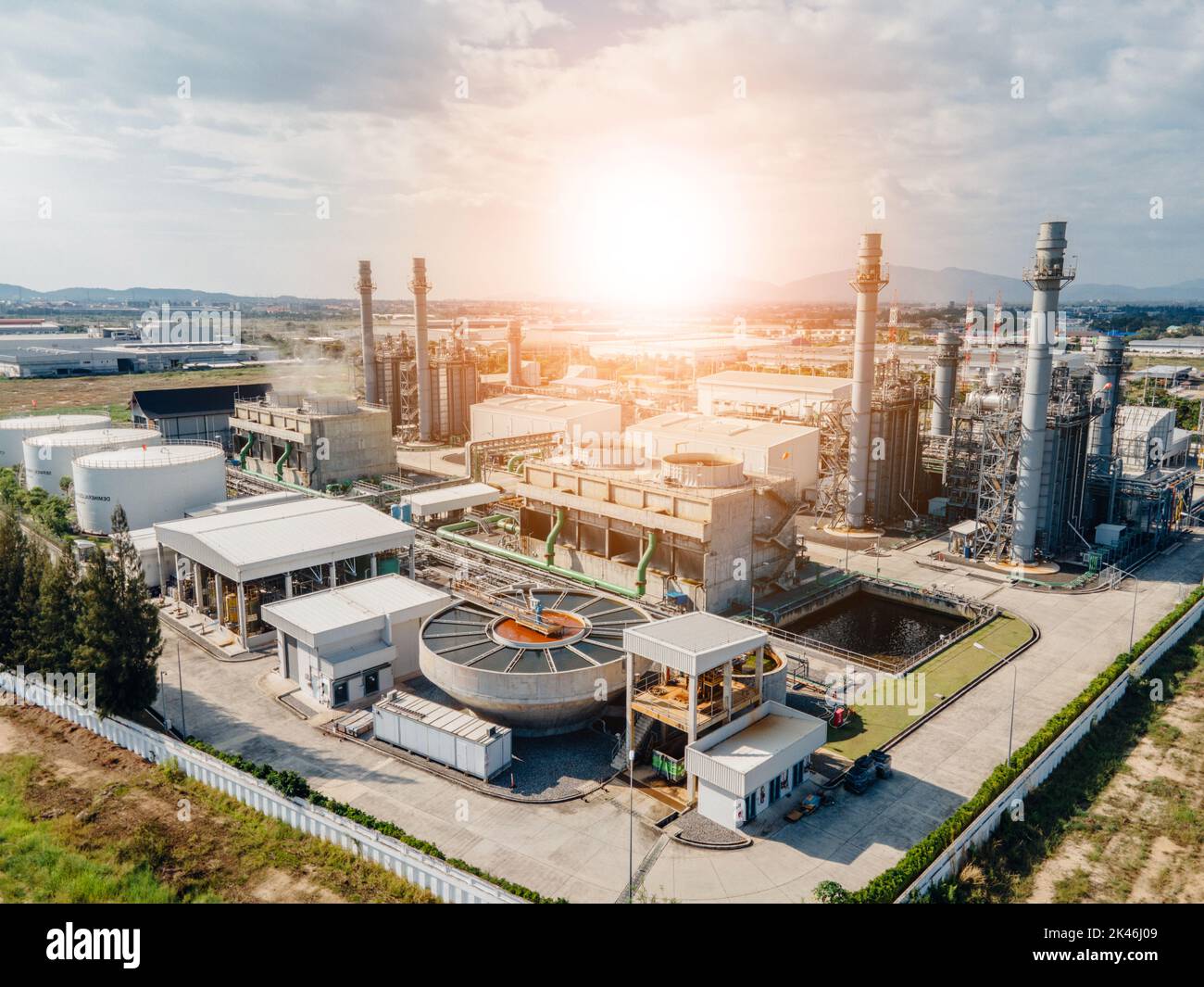 Top view Industrial zone,The equipment of oil refining,Close-up of ...